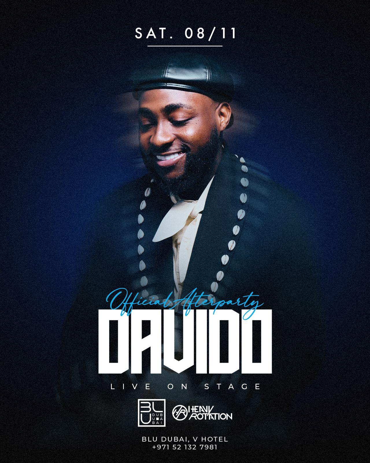 Davido - Official Afterparty on Saturday 8th November 2025 in BLU Dubai