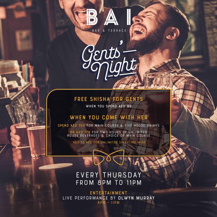 Gents Night at BAI on Thursday 1st September 2022 in BAI Bar & Terrace